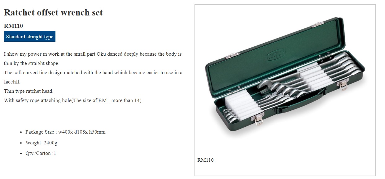 Ichiban Precision Sdn Bhd - Tone - Tone one Spanner set, Combination Spanner set, Long offset ...